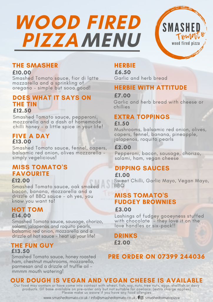 Menu | Fired Wood | Wood Fired Pizza | St Ives | Smashed Tomato